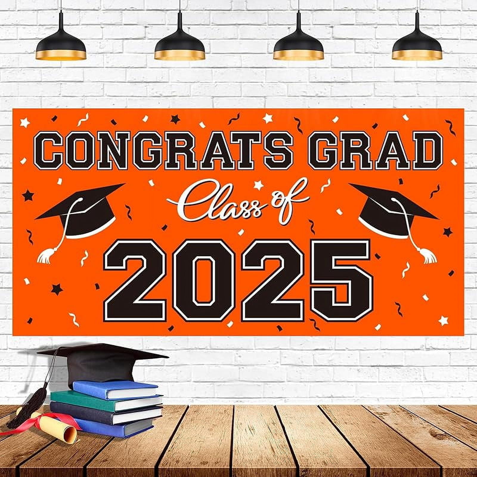 7x5Ft 2025 Graduation Party Plastic Backdrop - Congrats Grad Banner in ...