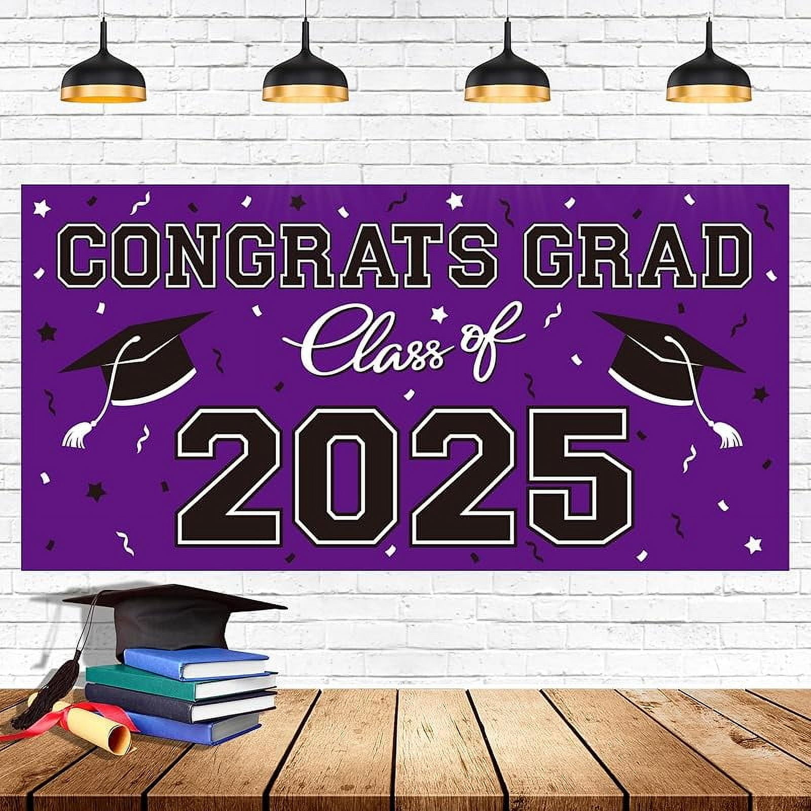 7x5Ft 2025 Graduation Party Plastic Backdrop - Congrats Grad Banner in ...