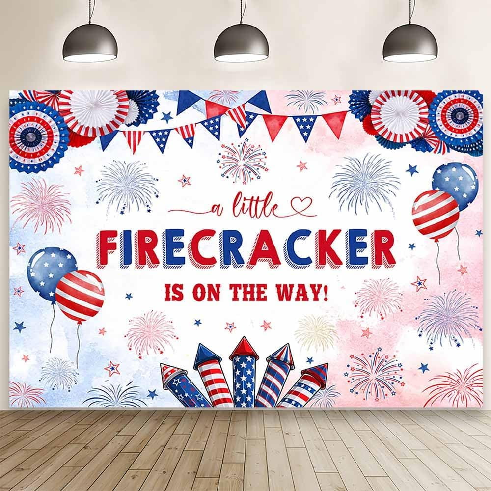 7x5Ft 4th of July Firecracker Baby Shower Backdrop A Little Firecracker ...