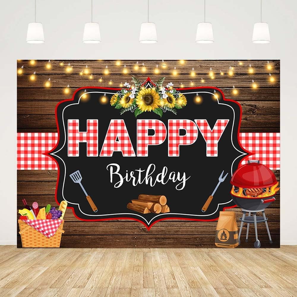 7x5Ft BBQ Birthday Backdrop BBQ Happy Birthday Photography Background ...