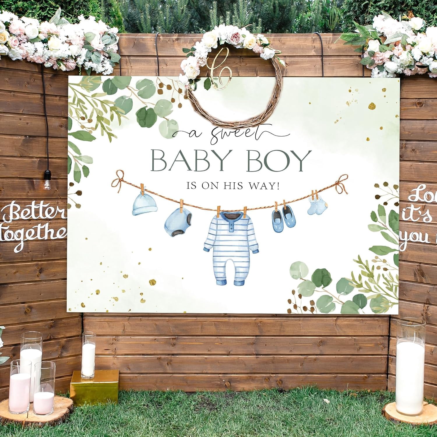 7x5Ft Baby Shower Backdrop for Boy A Sweet Baby Boy is On His Way ...