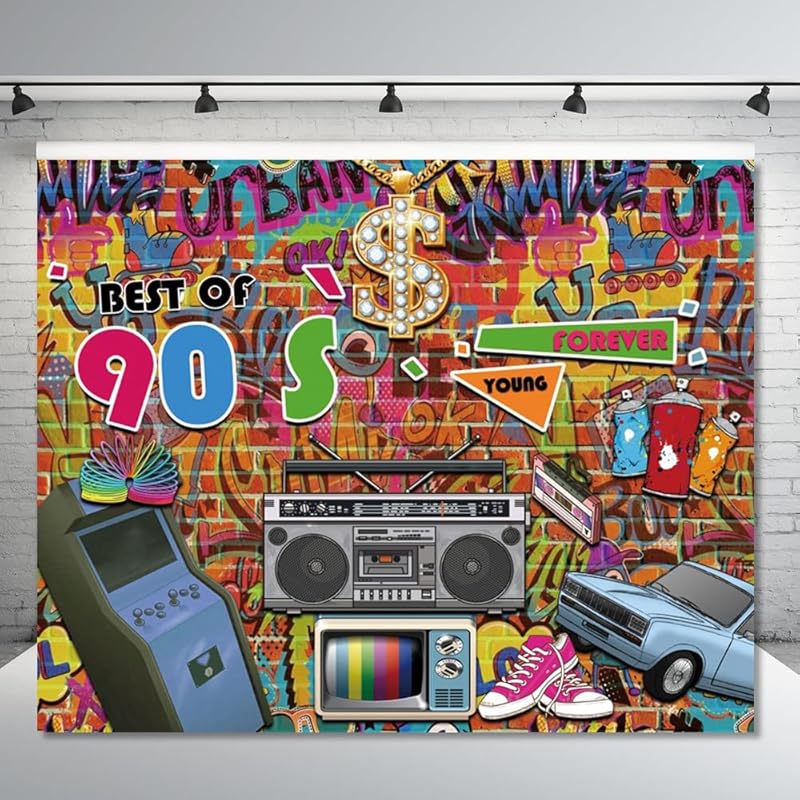 7x5Ft Back to The 90's Backdrop for 90's Hip-Hop Blocks Rock Disco ...