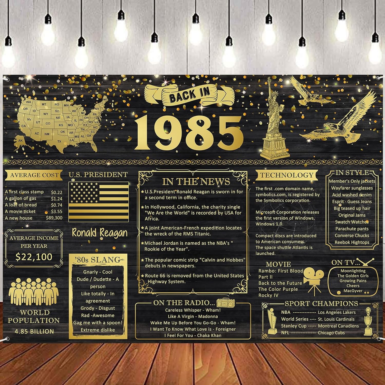 7x5Ft Back in 1985 Banner Backdrop Large Size 40th Birthday Backdrop ...