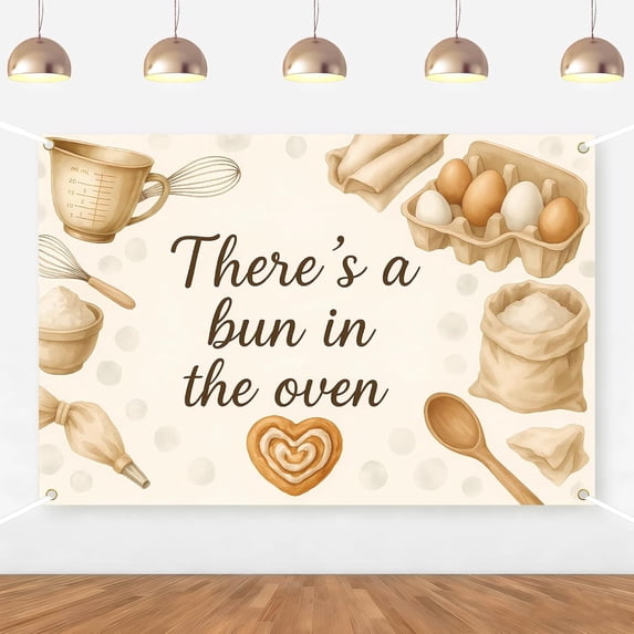7x5Ft There's a Bun in The Oven Backdrop Bun in The Oven Baby Shower ...