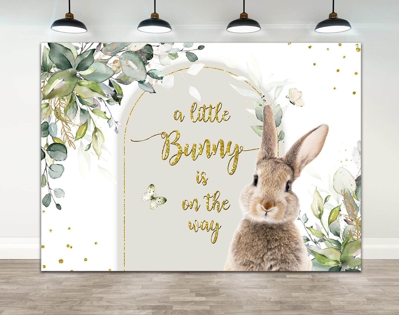 7x5Ft Bunny Easter Baby Shower Backdrop a Little Bunny is On The Way Banner Party Decorations ...