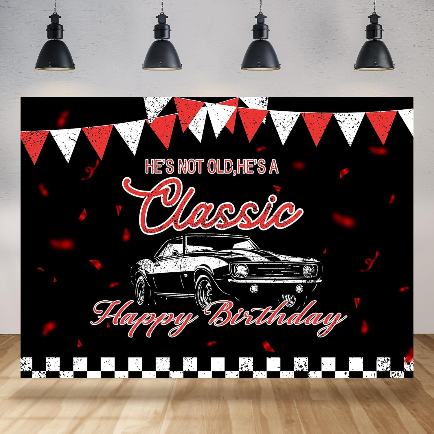 7x5Ft Classic Car Birthday Backdrop He's Not Old He's Classic ...