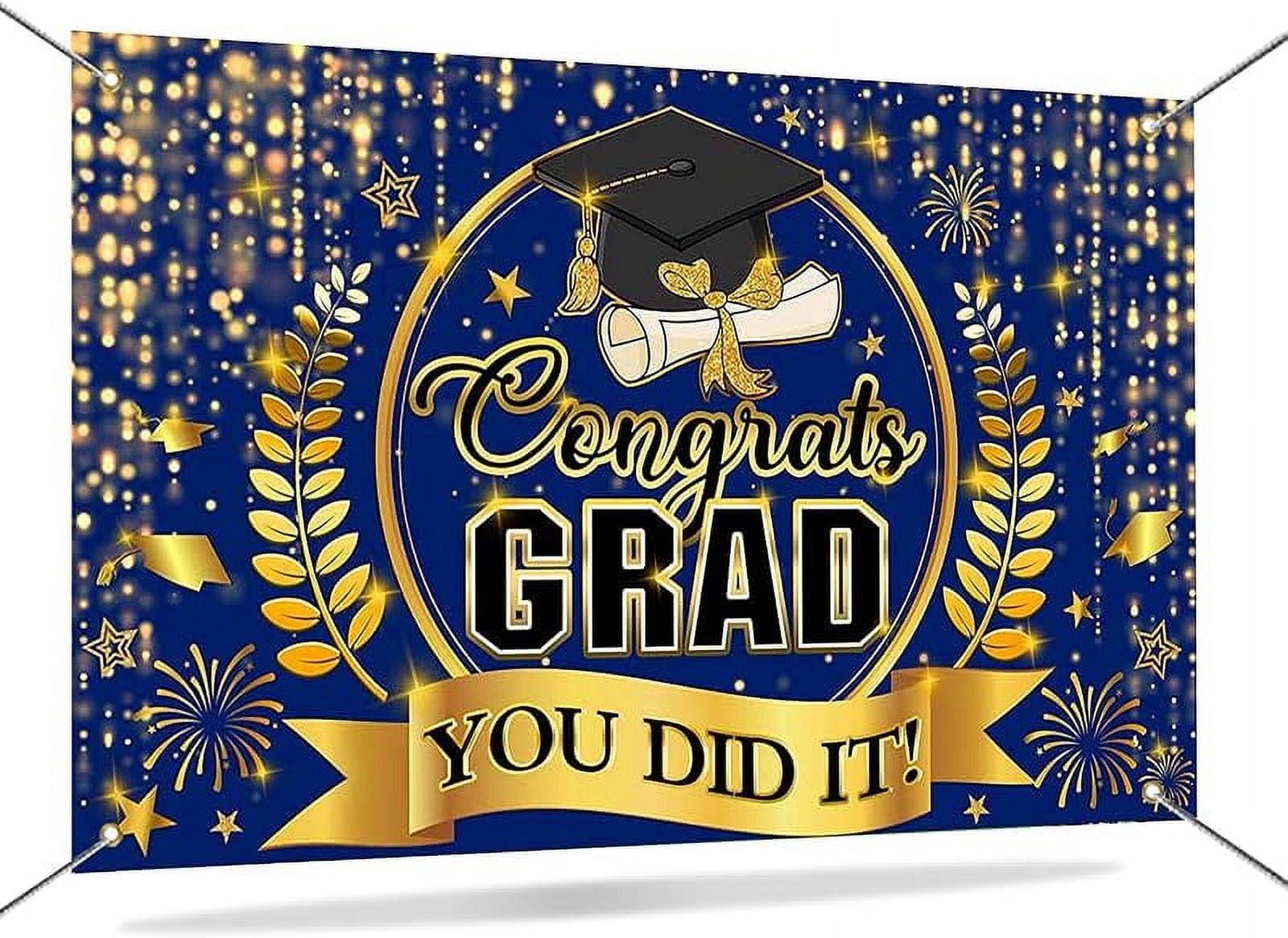 7x5Ft Congrats Grad 2025 Banner Black and Gold Graduation Decorations ...