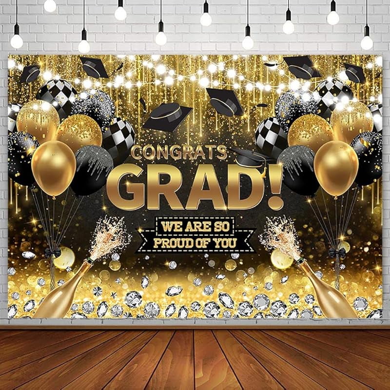 7x5Ft Congrats Grad Backdrop Glitter Diamond Graduation Photography ...
