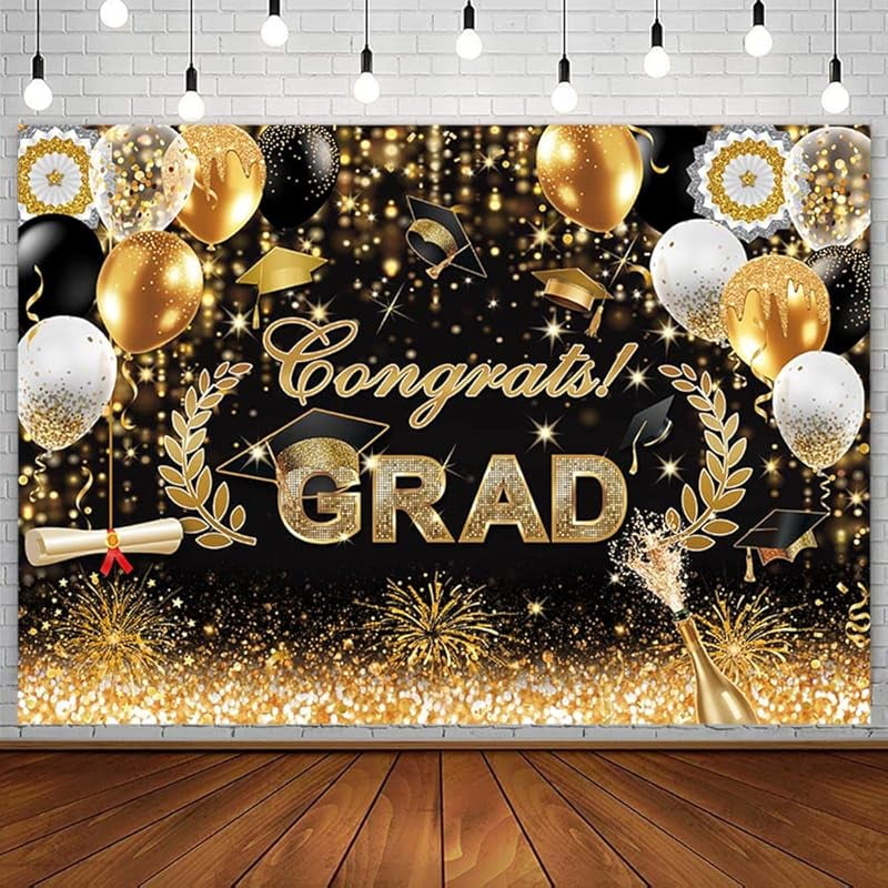 7x5Ft Congrats Grad Backdrop Glitter Graduation Photography Background ...