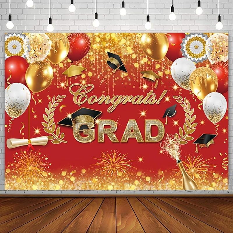 7x5Ft Congrats Grad Backdrop Glitter Graduation Photography Background ...