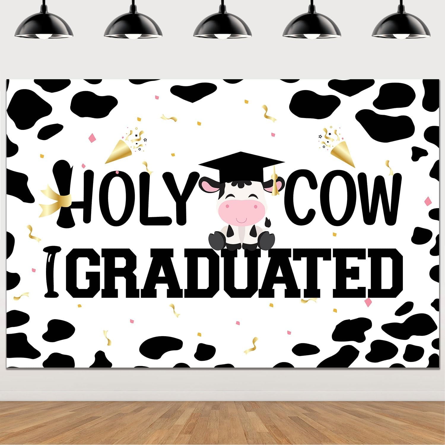 7x5Ft Cow Theme Graduation Party Decoration Holy Cow I Graduated ...