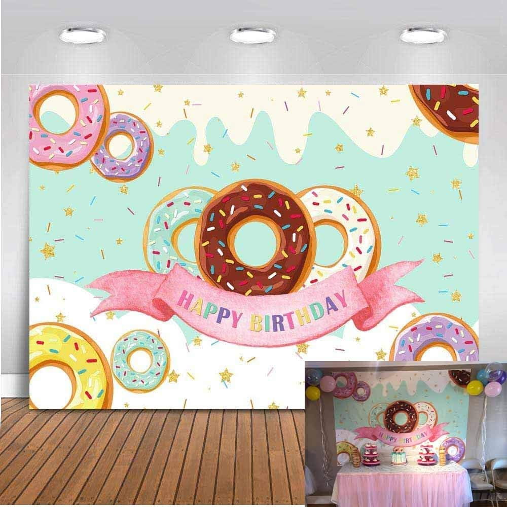 7x5Ft Donut Backdrop Donut Birthday Party Event Cake Table Photography ...