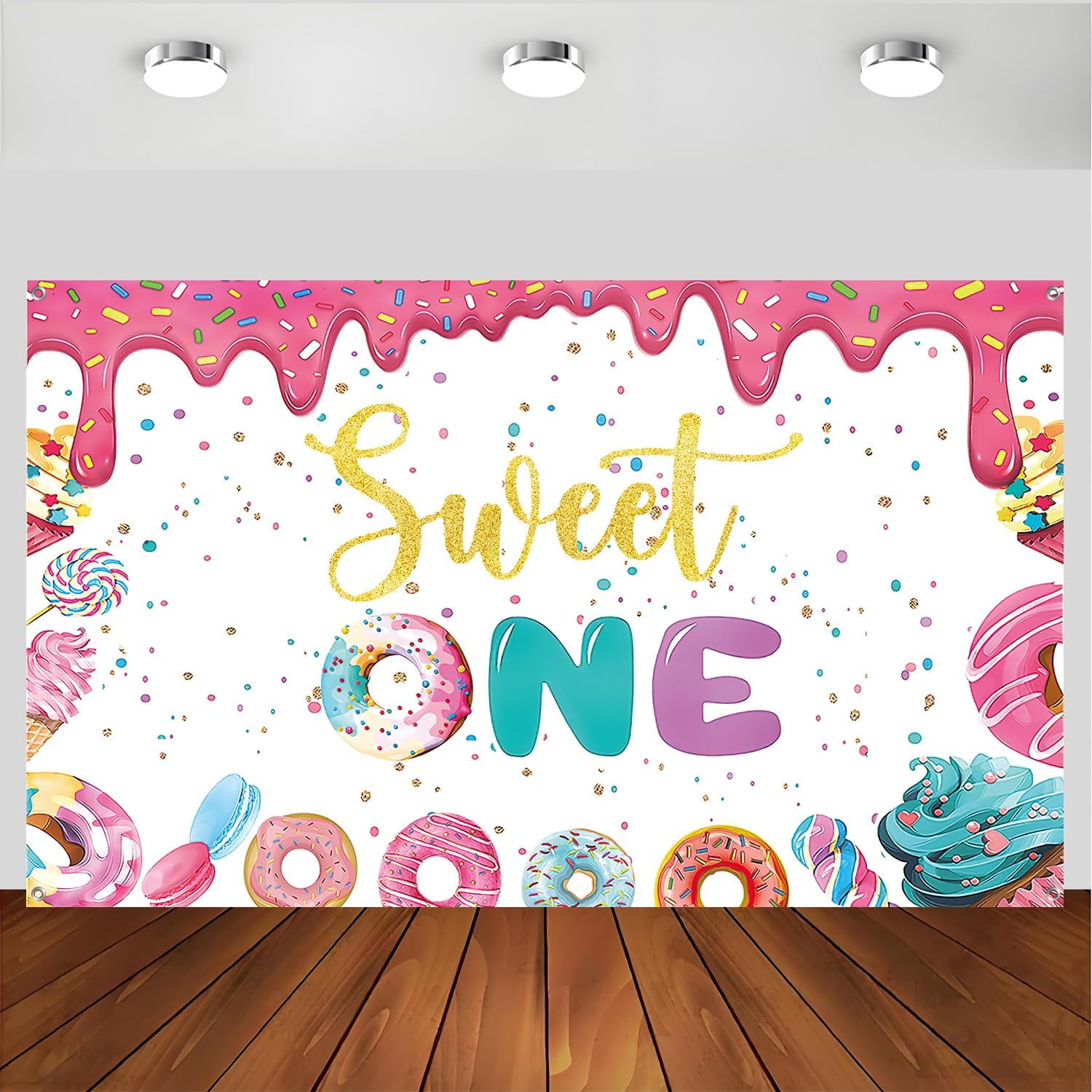 7x5Ft Donuts Sweet Birthday Party Backdrop for Baby Girls 1st Donuts ...
