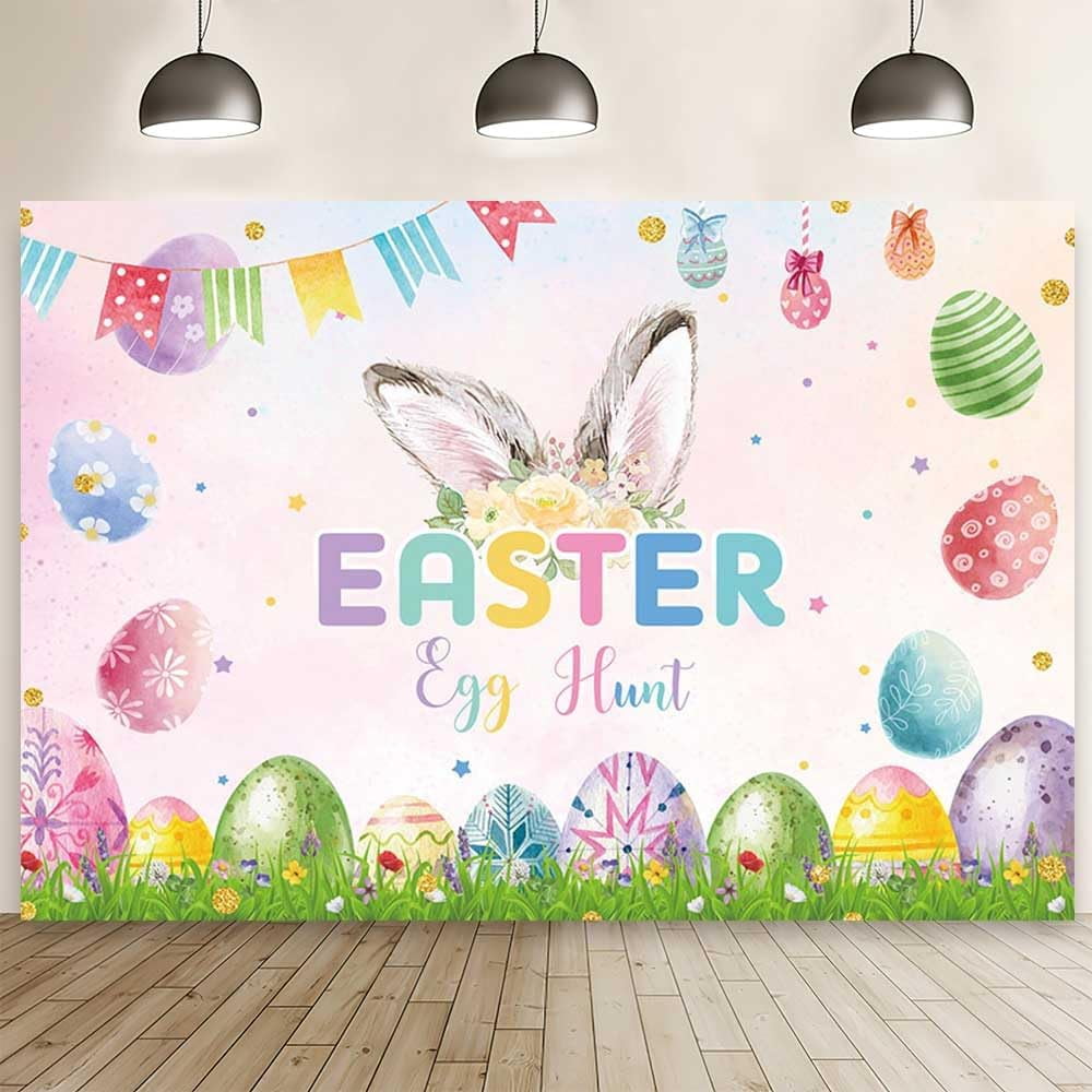 7x5Ft Easter Egg Hunt Backdrop Easter Bunny Baby Shower Photography ...
