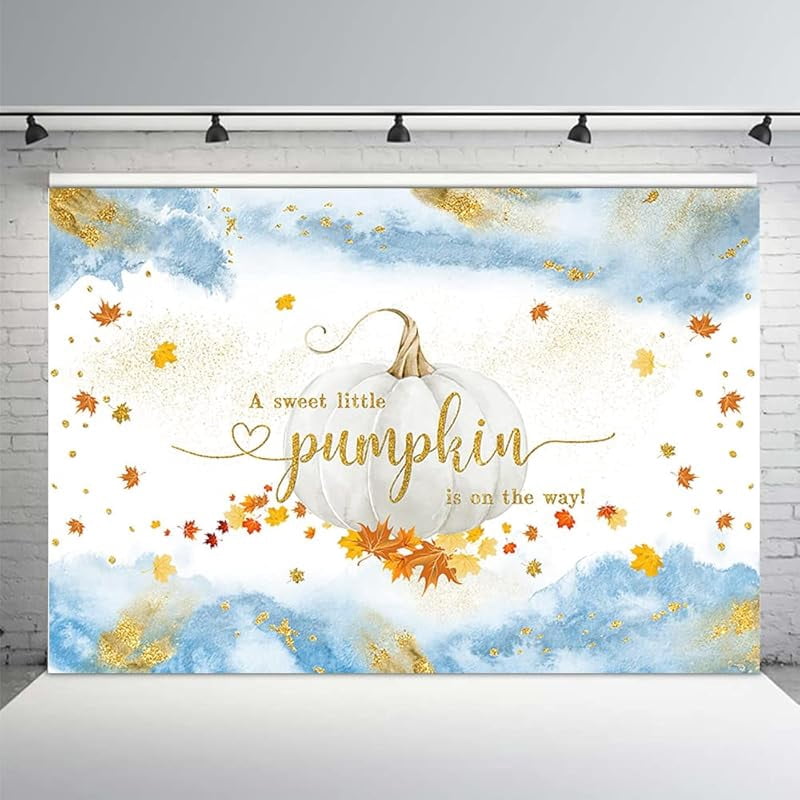 7x5Ft Fall Pumpkin Boys Baby Shower Backdrop A Sweet Little Pumpkin is ...