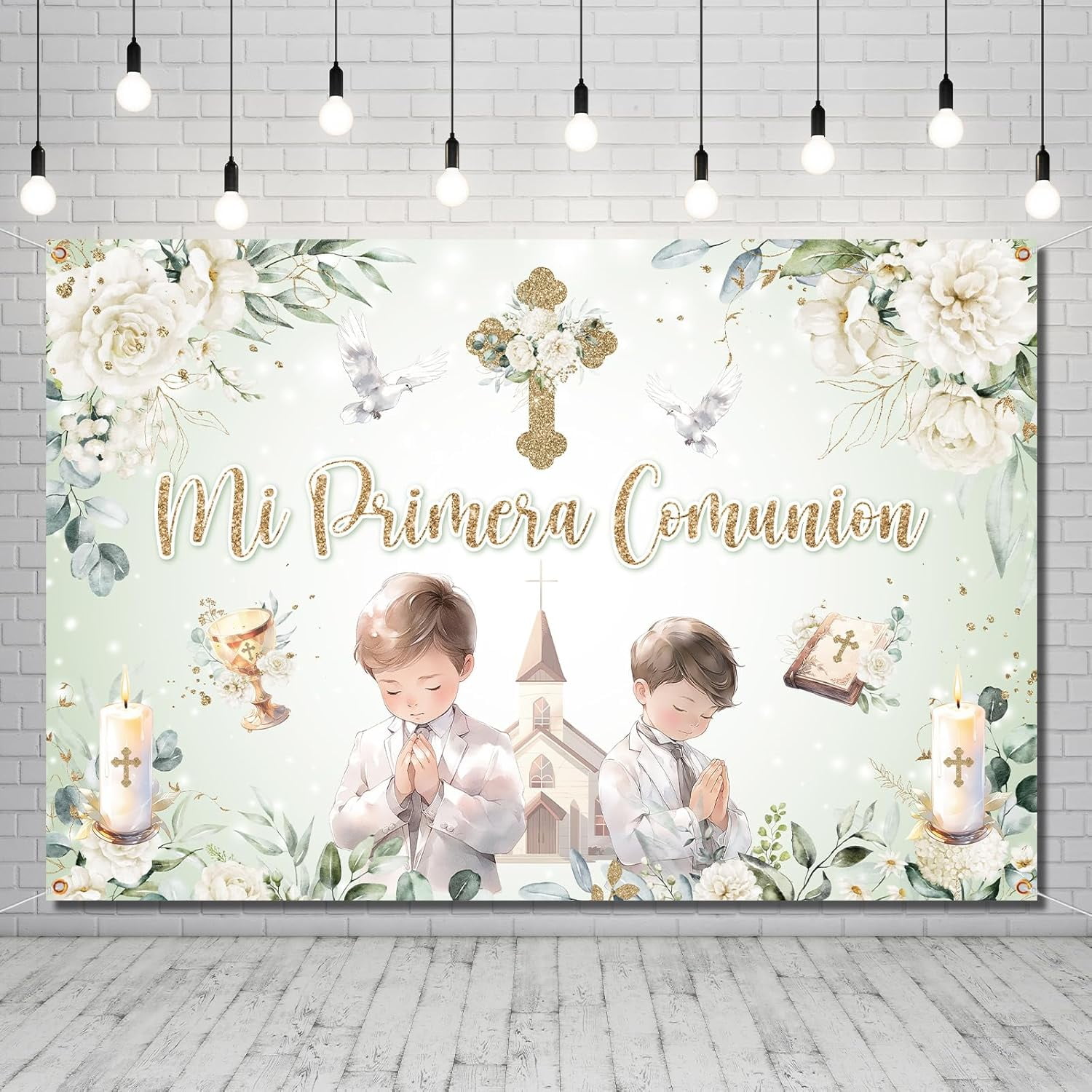 7x5Ft First Communion Backdrop Boy Mi Primera Comunion Backdrop Baptism ...