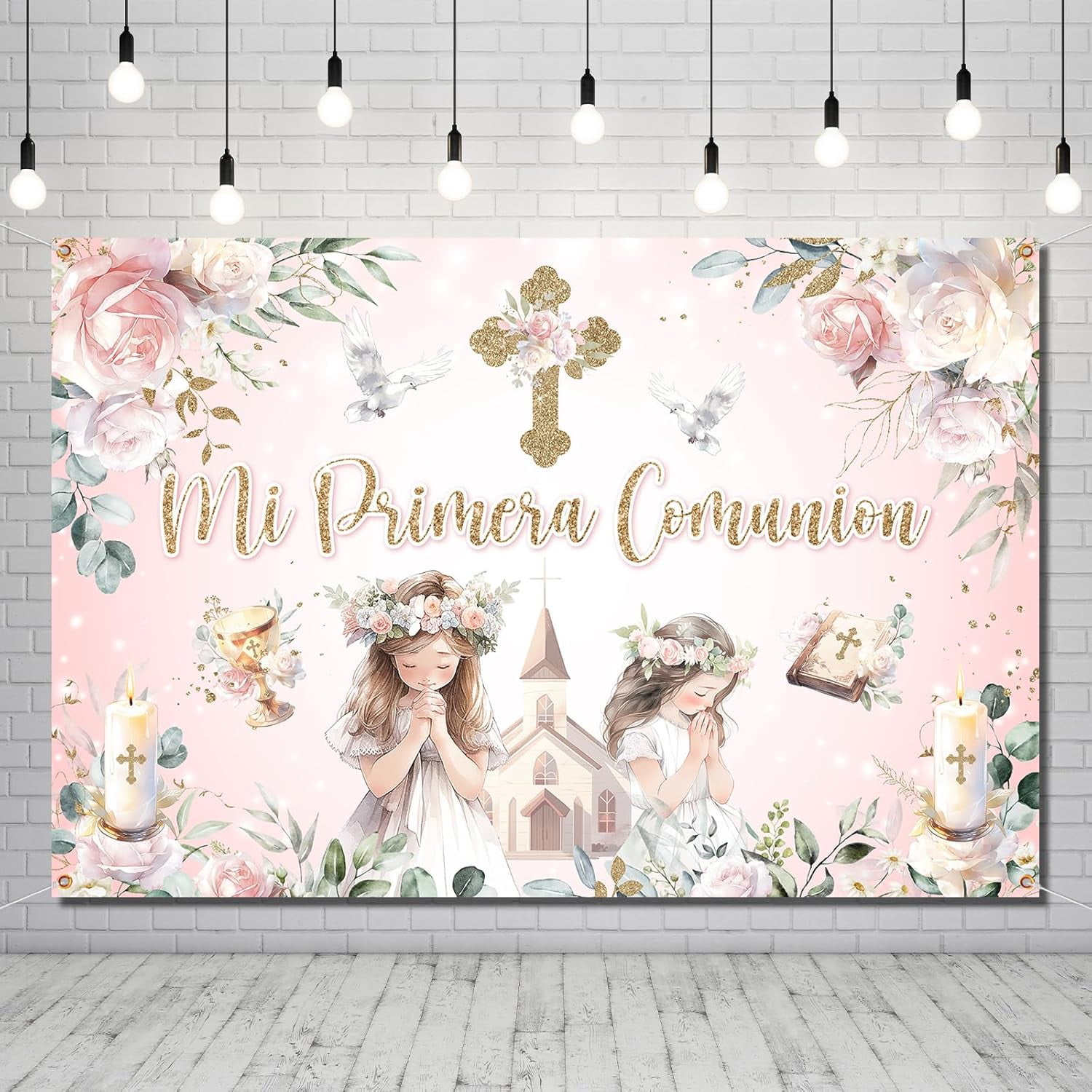 7x5Ft First Communion Backdrop Girl Mi Primera Comunion Backdrop ...