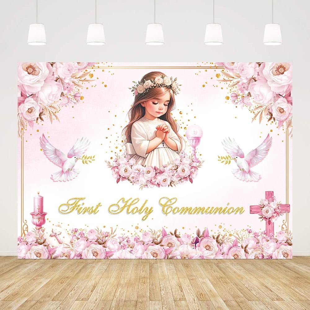 7x5Ft First Holy Communion Backdrop for Girl Mi Primera Comunion ...