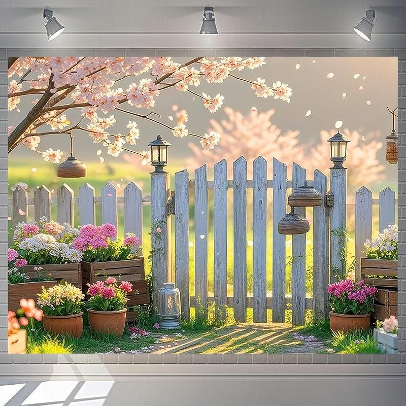 7x5Ft Flowers Backdrop Banner Spring Backdrop Flower Garden Landscape ...