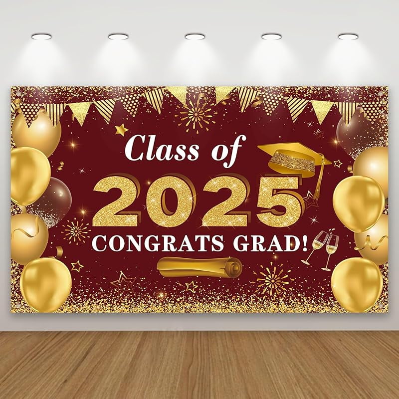 7x5Ft Graduation Decorations Congrats Grad Class of 2025 Backdrop ...