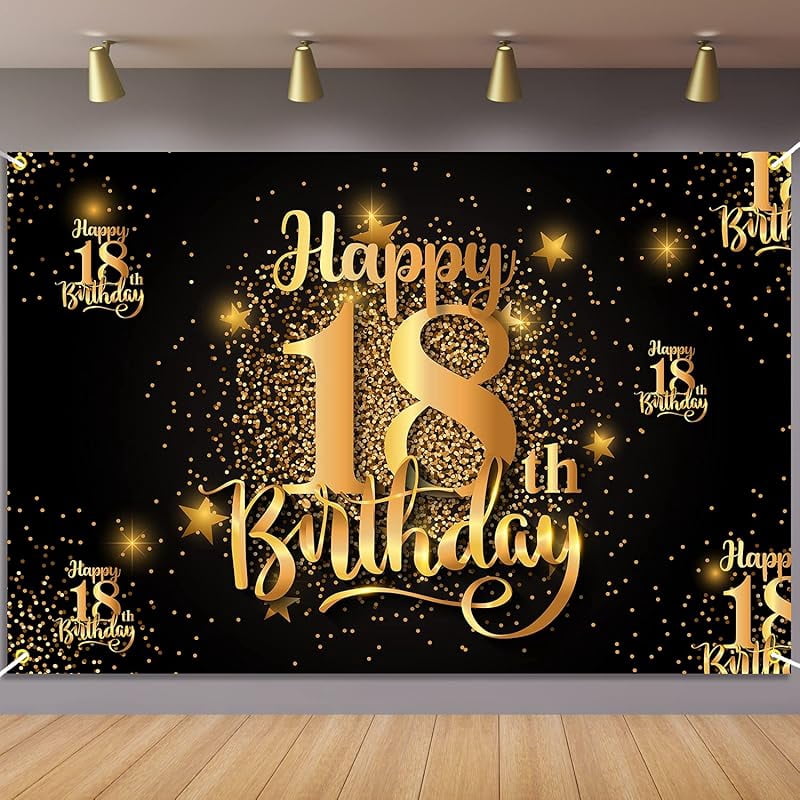 7x5Ft Happy 17th Birthday Backdrop Banner Step and Repeat 17 Years Old ...