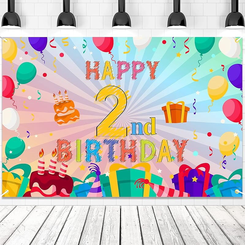 7x5Ft Happy 6th Birthday Colorful Banner Backdrop Rainbow Color Art 6 ...