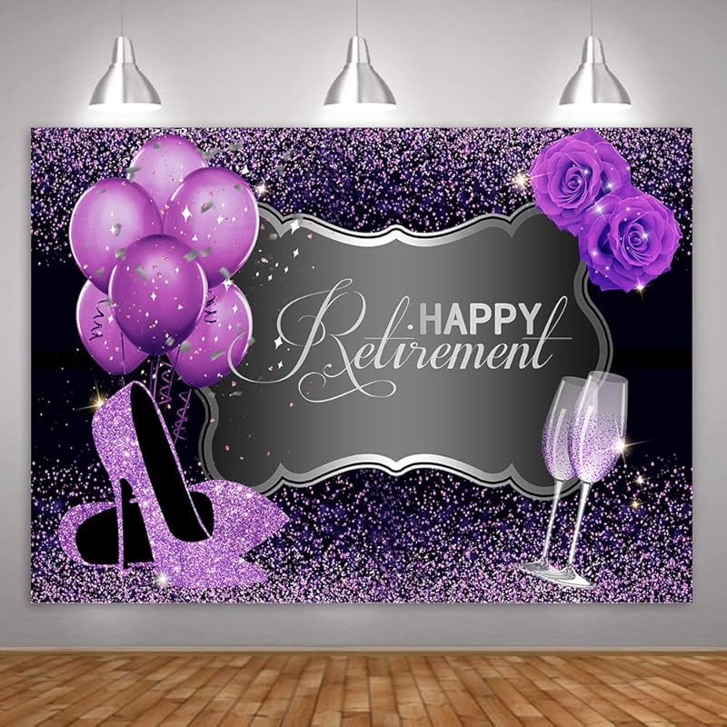 7x5Ft Happy Retirement Backdrop Glitter Lights Congrats Retirement ...