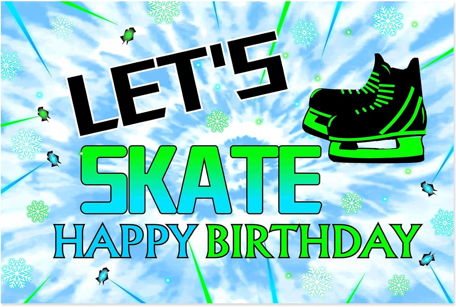 7x5Ft Ice Skating Birthday Party Decorations Ice Skating Backdrop Green ...
