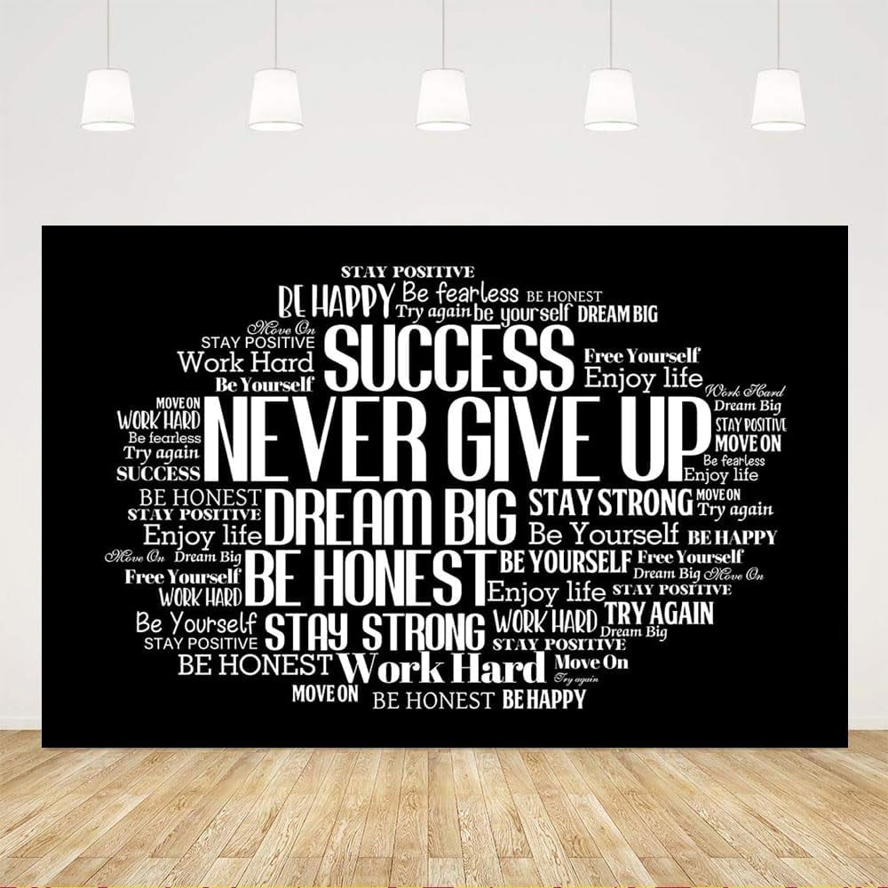 7x5Ft Inspirational Motivational Quotes Backdrop Never Give Up Positive ...