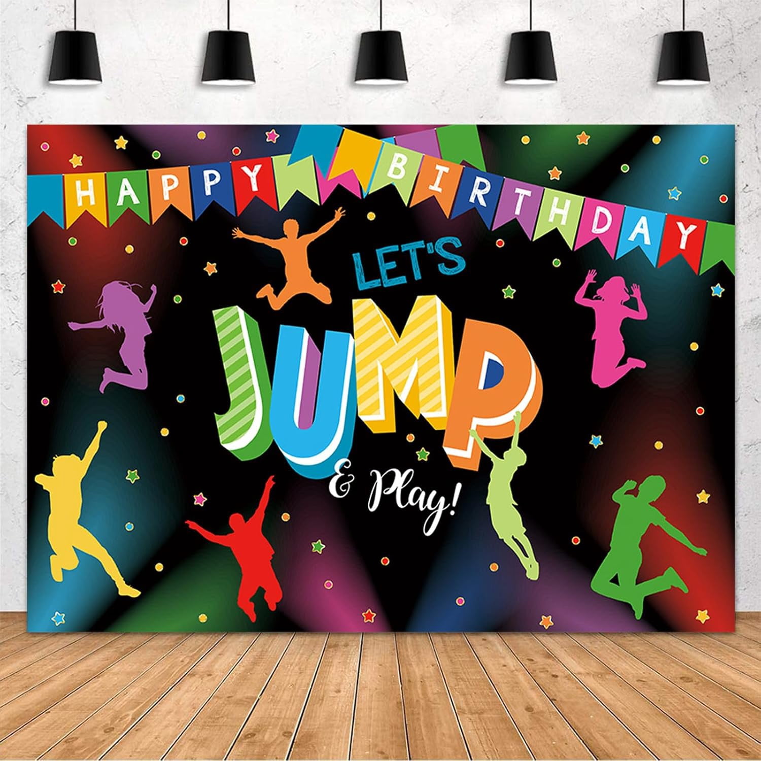 7x5Ft Jump Party Birthday Backdrop Let's Jump and Play Photography ...