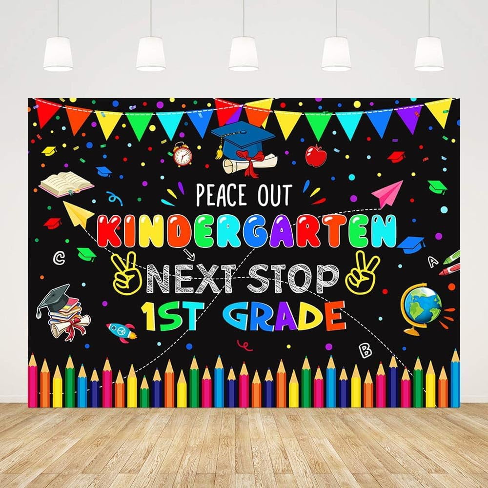 7x5Ft Kindergarten Graduate Backdrop Peace Out Kindergarten Next Stop ...