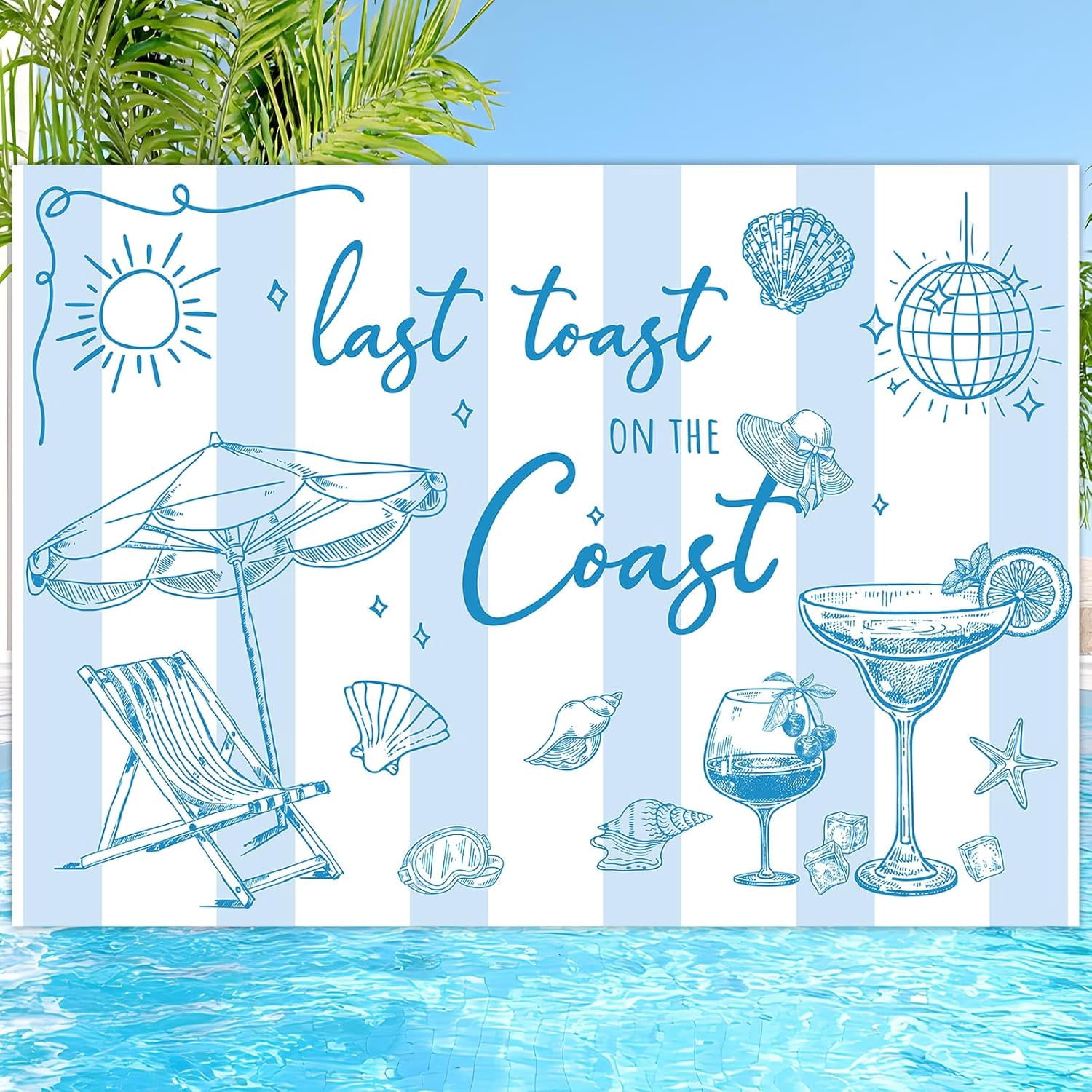 7x5Ft Last Toast on The Coast Backdrop Summer Beach Photography ...