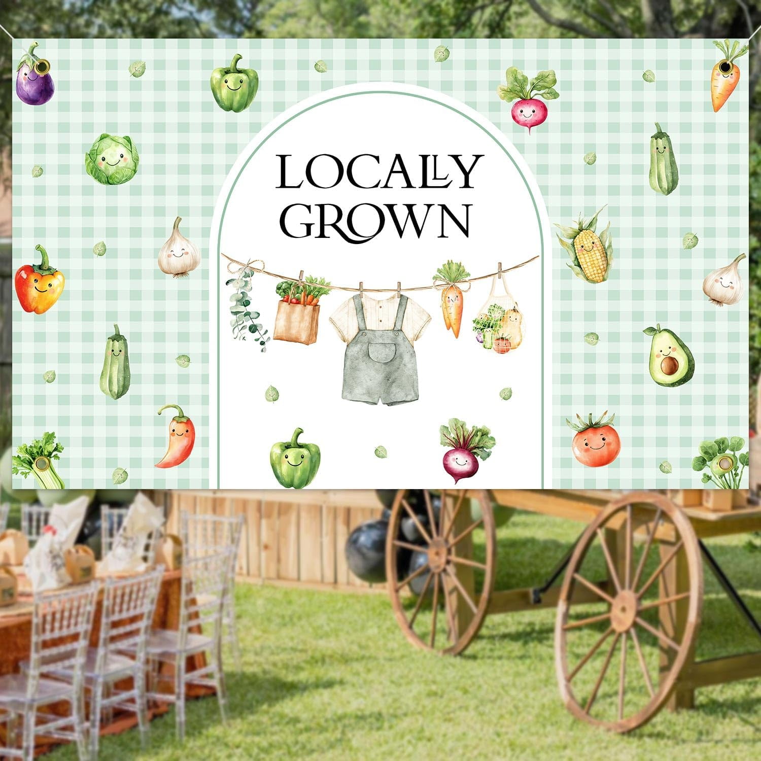 7x5Ft Locally Grown Baby Shower Backdrop Farmers Market Baby Shower ...