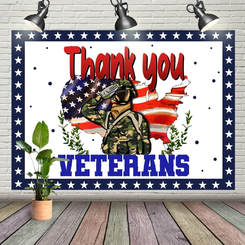 7x5Ft Memorial Day Backdrop Thank You Veterans Background Thank You to ...