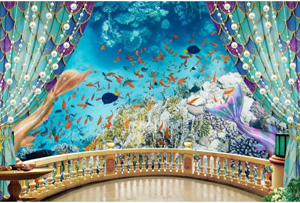 7x5Ft Mermaid Backdrop Under The Sea Scales Photography Backgrpund ...