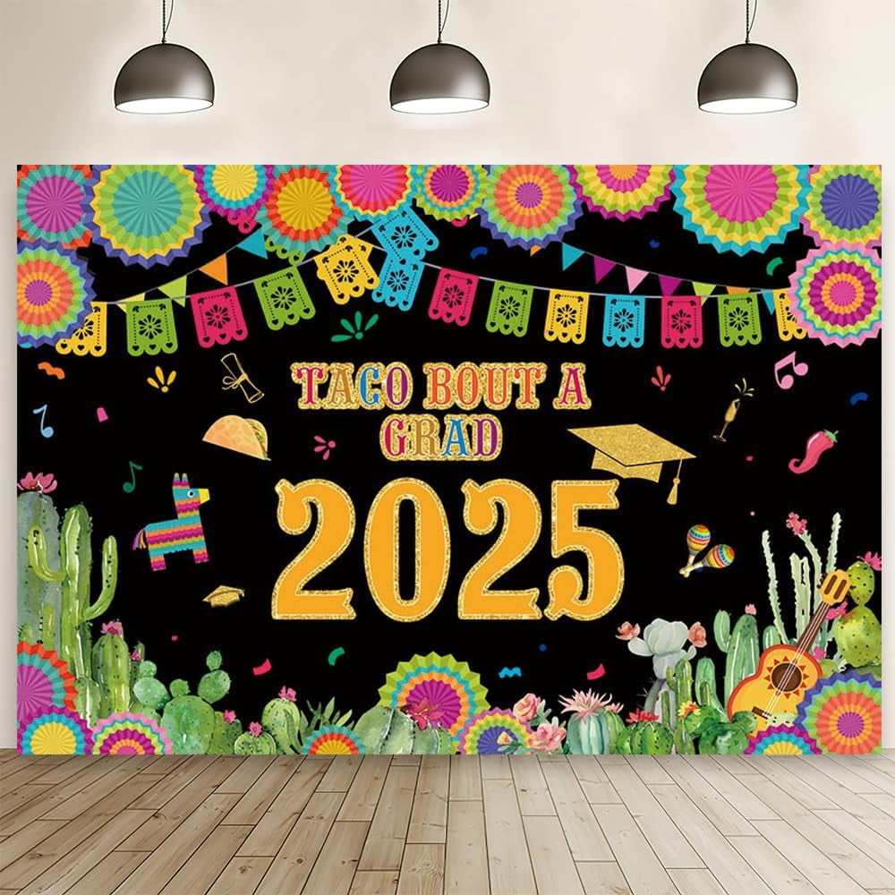 7x5Ft Mexican Graduation Backdrop Fiesta Taco Bout a Grad 2025 ...