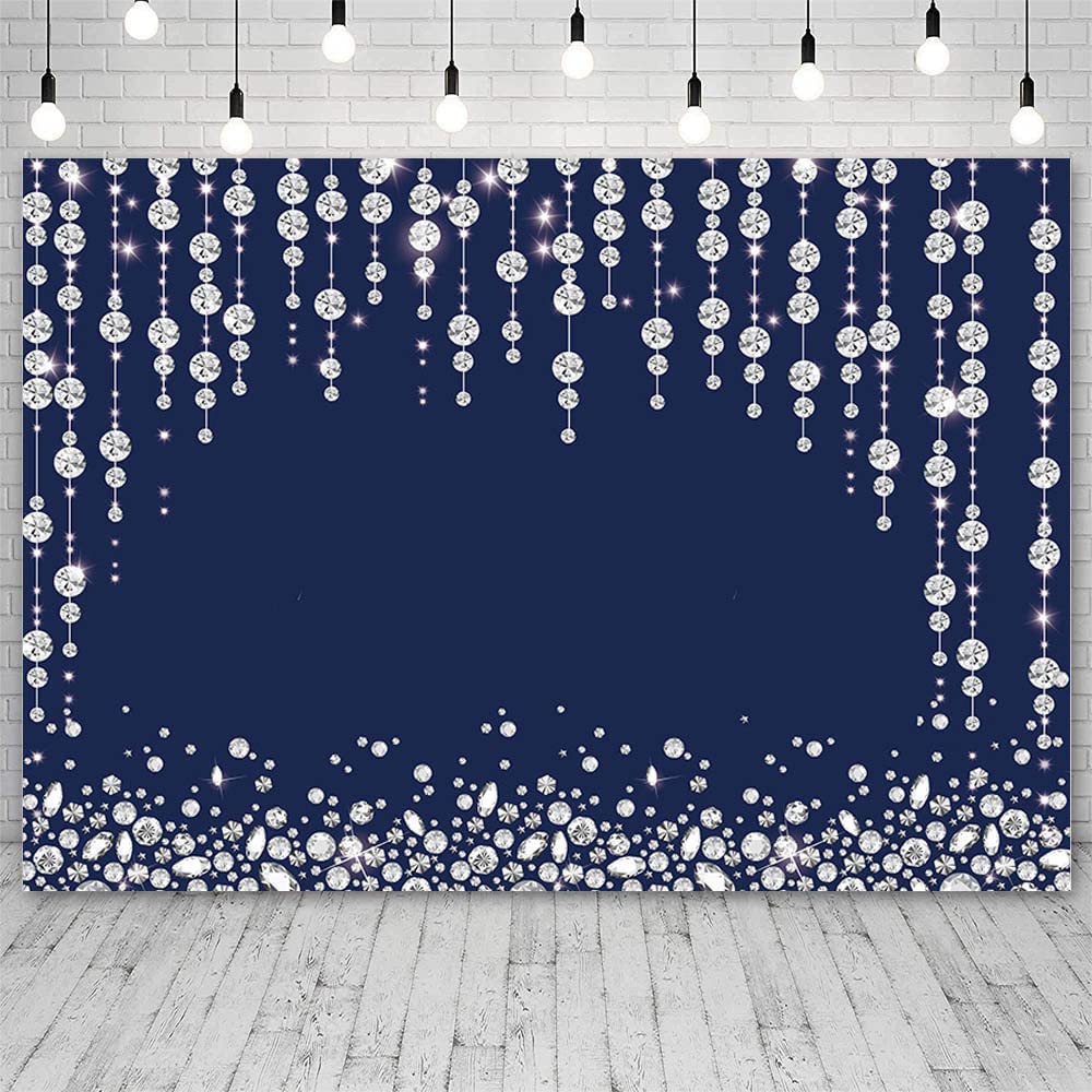 7x5Ft Navy Blue Party Photo Backdrop for Girls Glitter Diamond ...