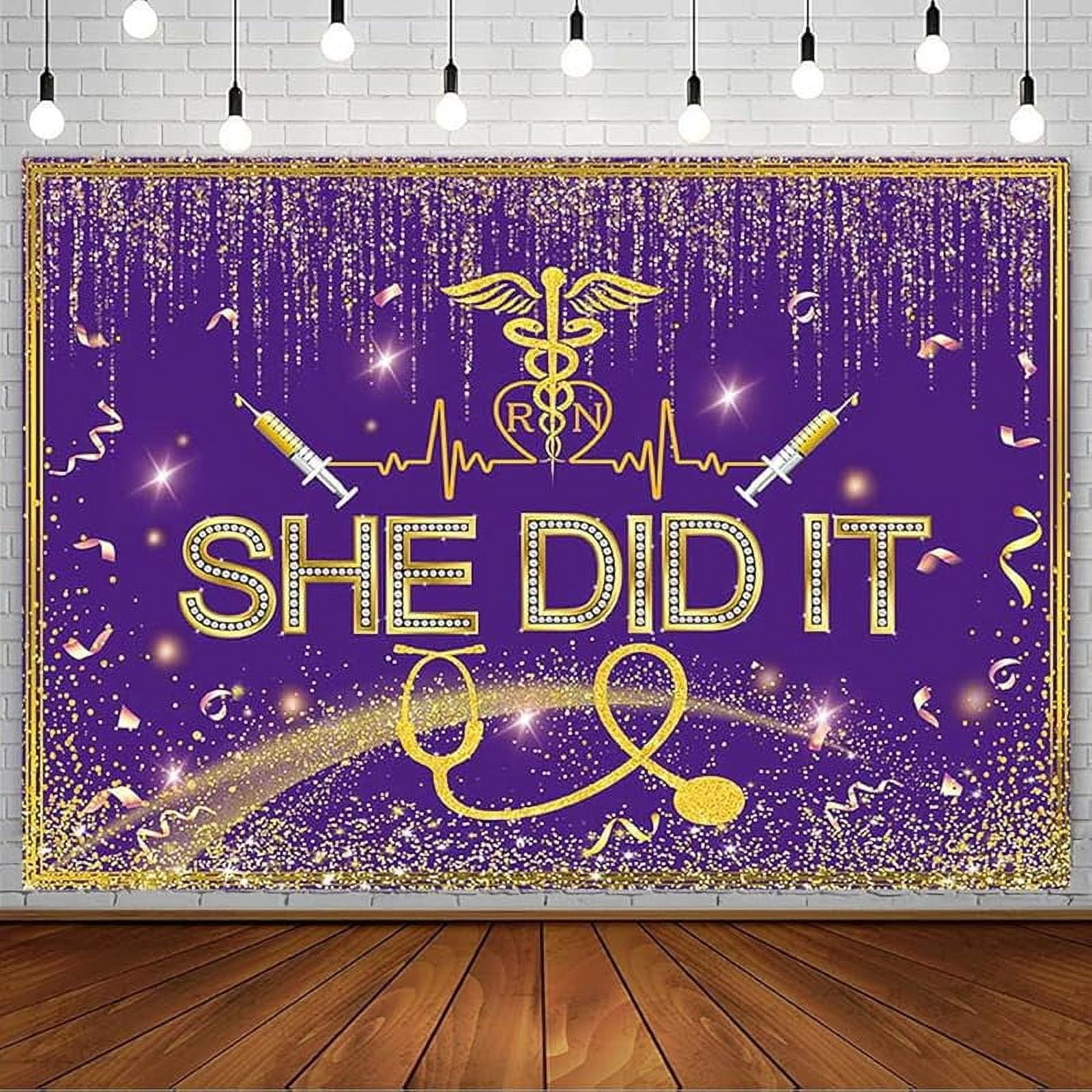 7x5Ft Nurse Graduation Backdrop She Did It Congratulations Graduates ...