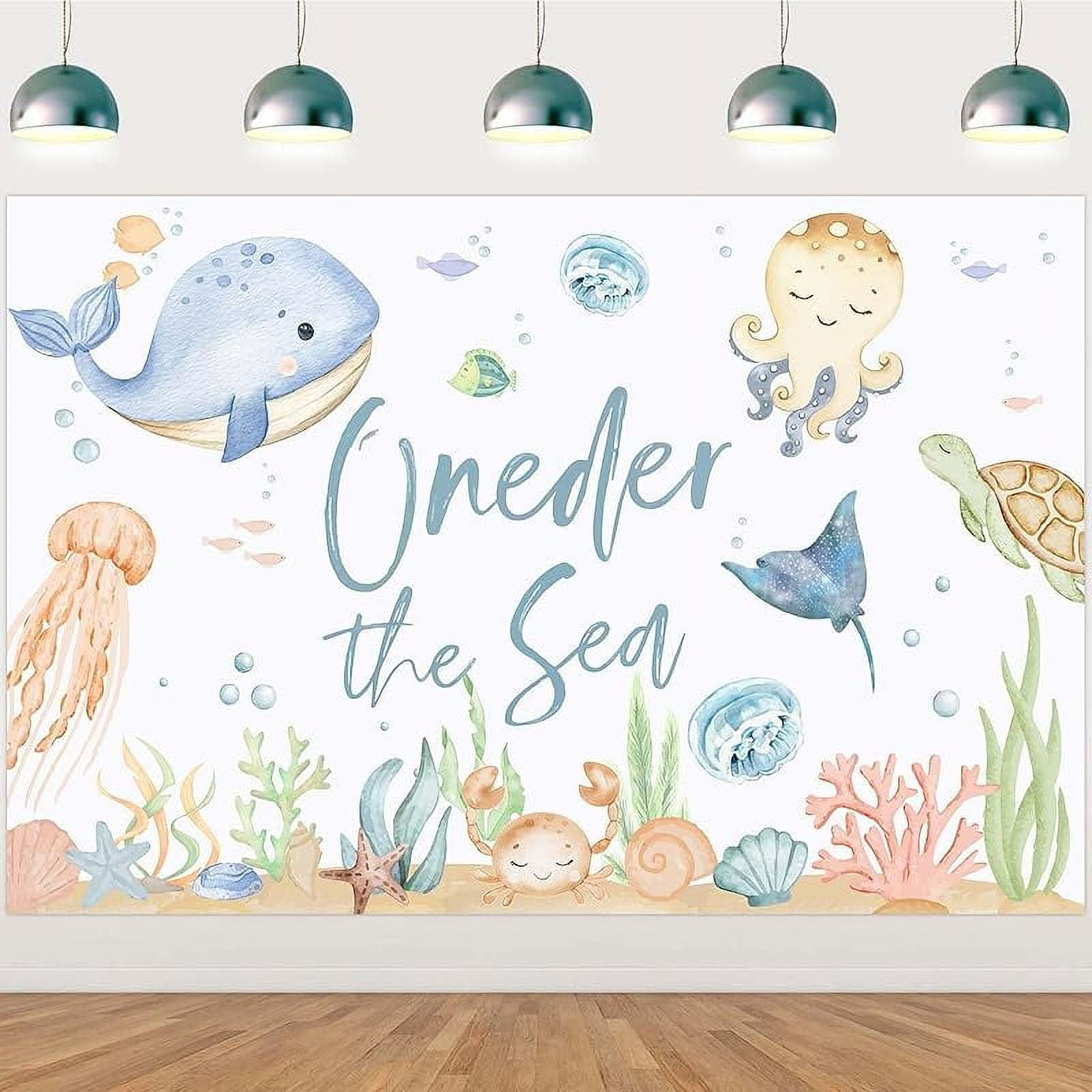 7x5Ft Oneder The Sea Party Backdrop, Under The Sea Ocean Animal 1st ...