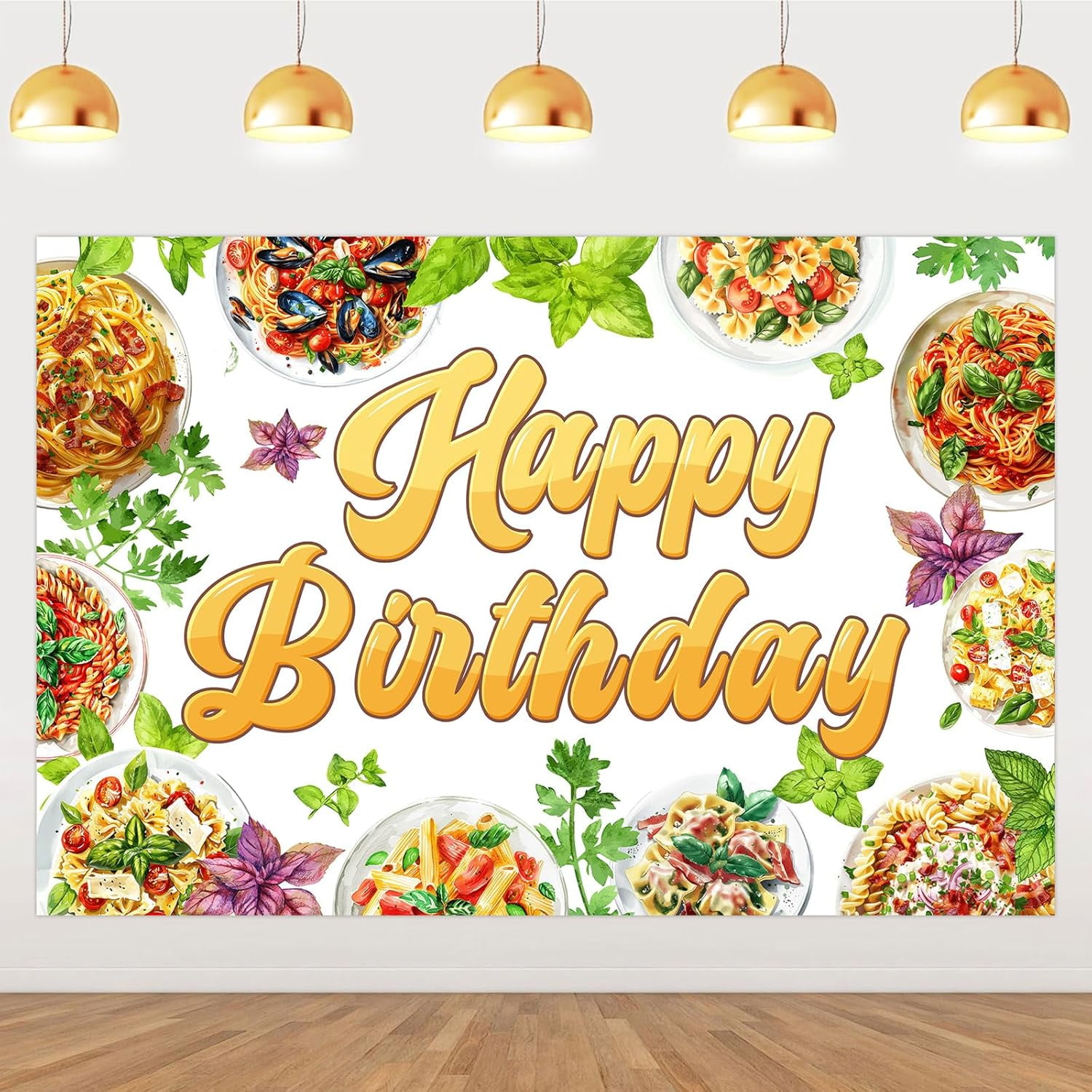 7x5Ft Pasta Birthday Party Decorations Banner Spaghetti Backdrop Pasta ...