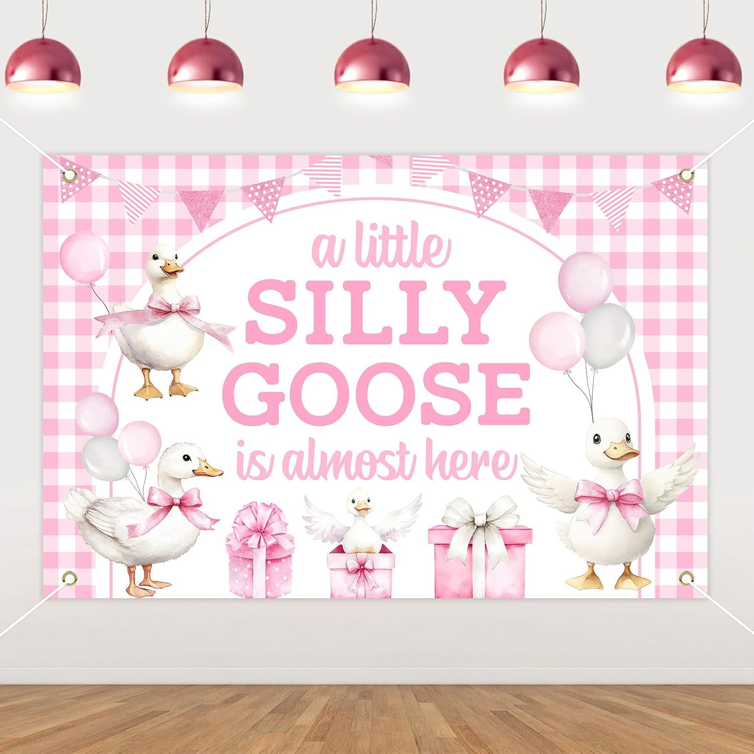 7x5Ft Pink Silly Goose Baby Shower Backdrop for Girl Silly Little Goose ...