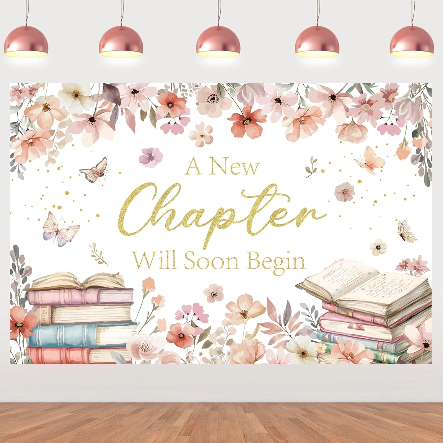 7x5Ft Pink Storybook Backdrop A New Chapter Will Soon Begin Baby Shower ...