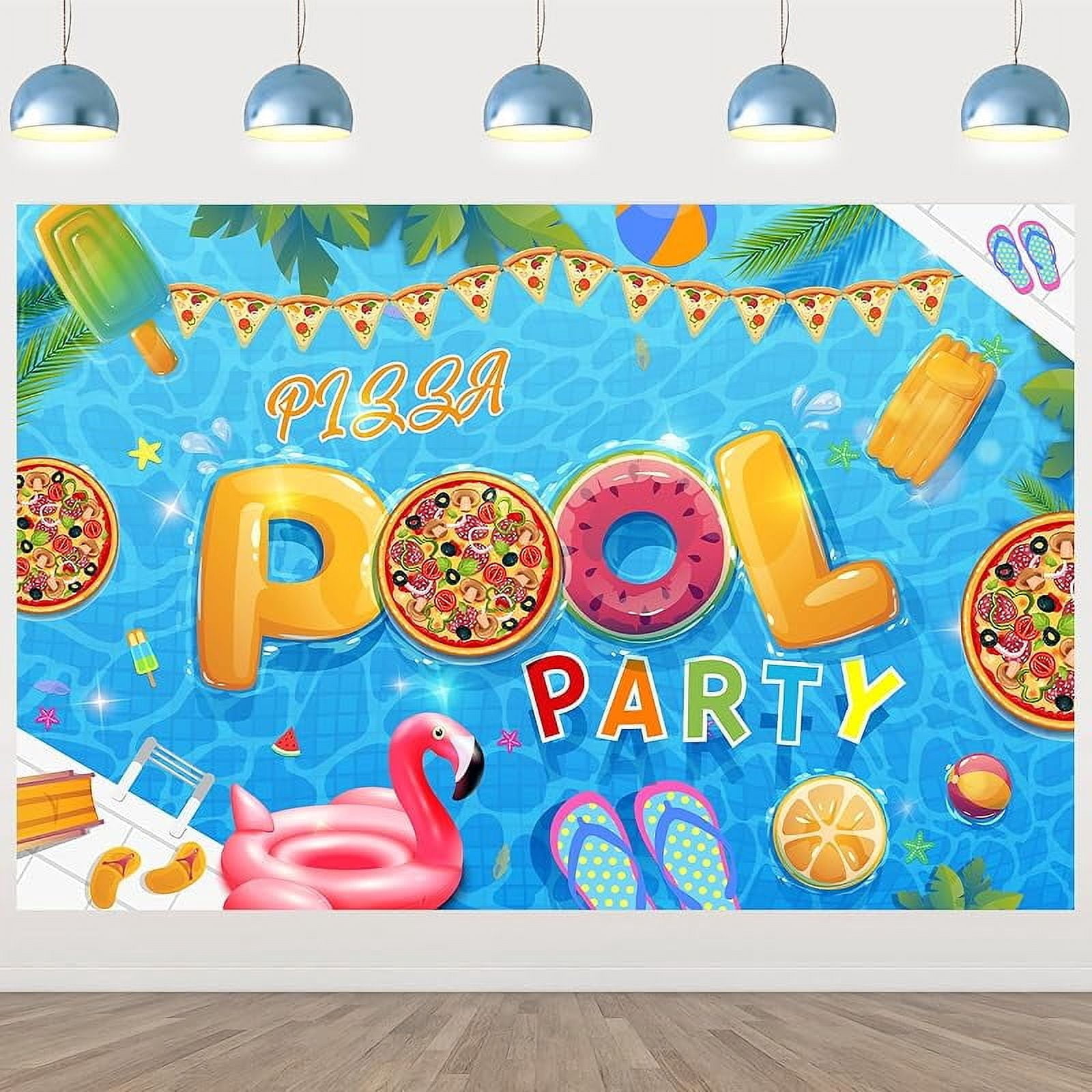 7x5Ft Pizza Pool Party Backdrop, Summer Swimming Pool Decorations ...