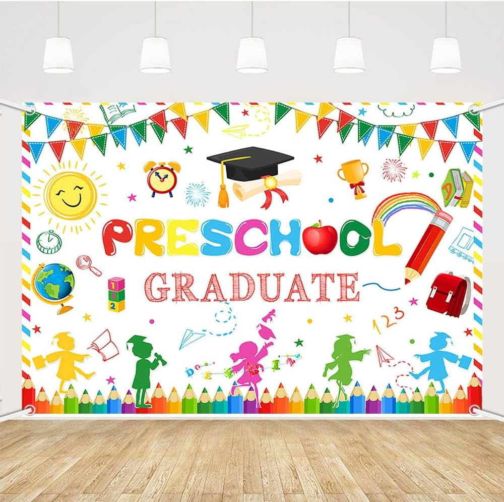 7x5Ft Preschool Graduate Backdrop Preschool Graduation Decorations ...