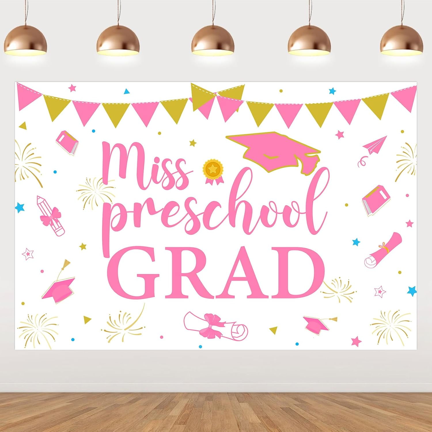 7x5Ft Preschool Graduation Decorations Pink Pre k Graduation Backdrop ...