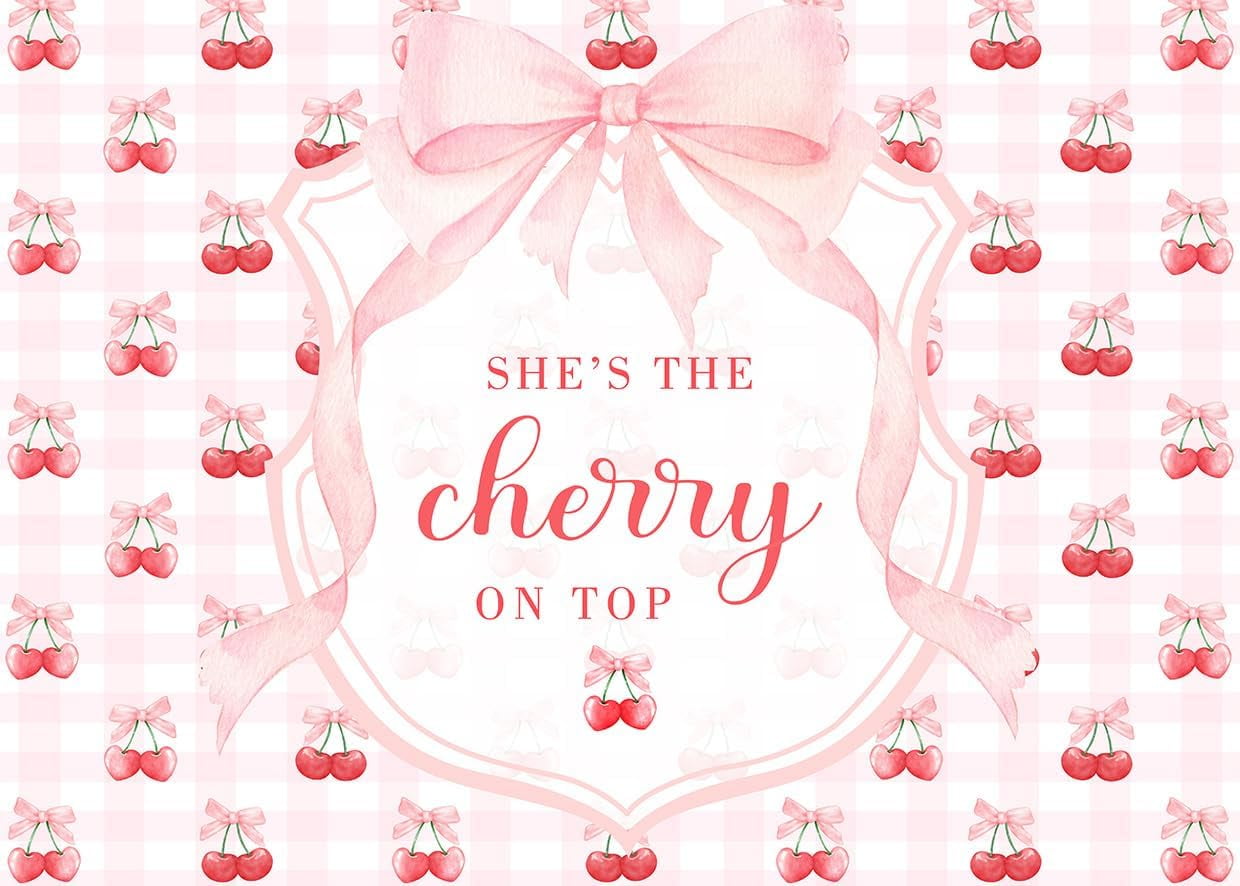 7x5Ft She's The Cherry On Top Baby Shower Backdrop Cherry Theme Bridal ...
