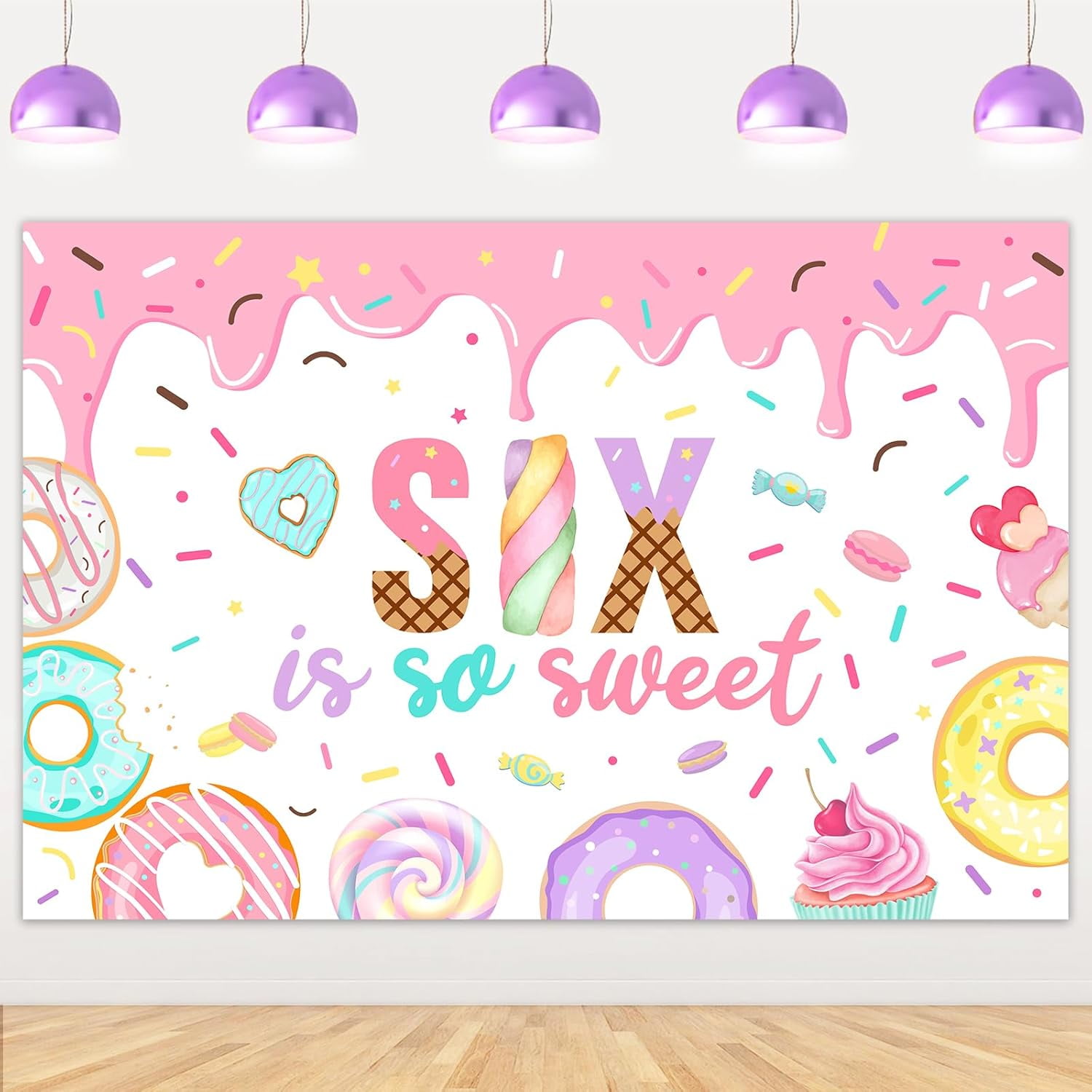 7x5Ft Six is So Sweet Backdrop Six is So Sweet Birthday Decorations ...
