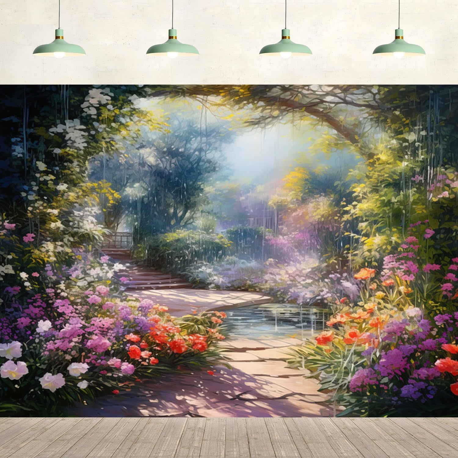 7x5Ft Spring Garden Backdrop Blooming Floral Enchanted Wonderland Oil ...