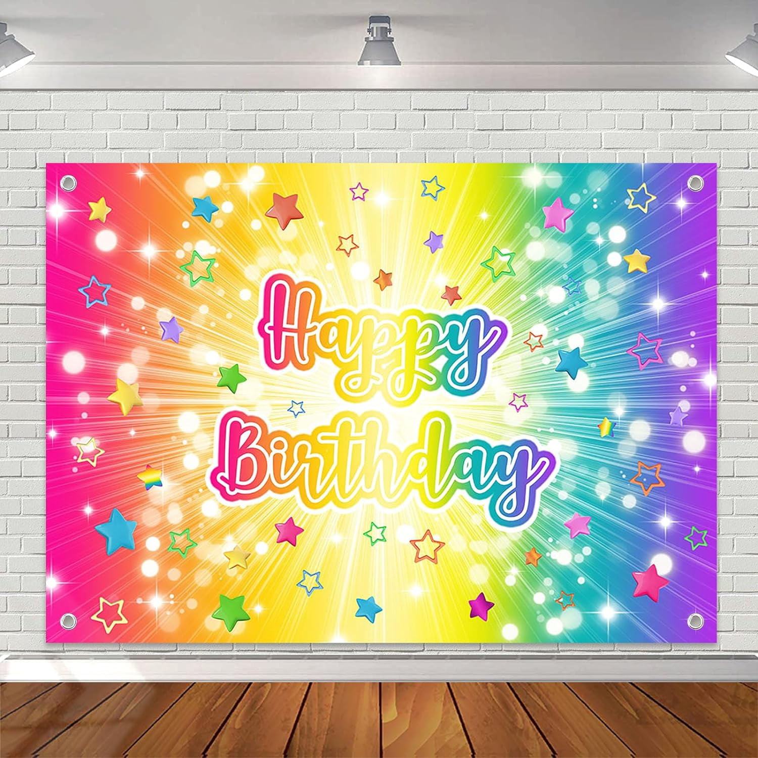 7x5Ft Star Rainbow Birthday Backdrop for Girl Glitter Rainbow Star ...