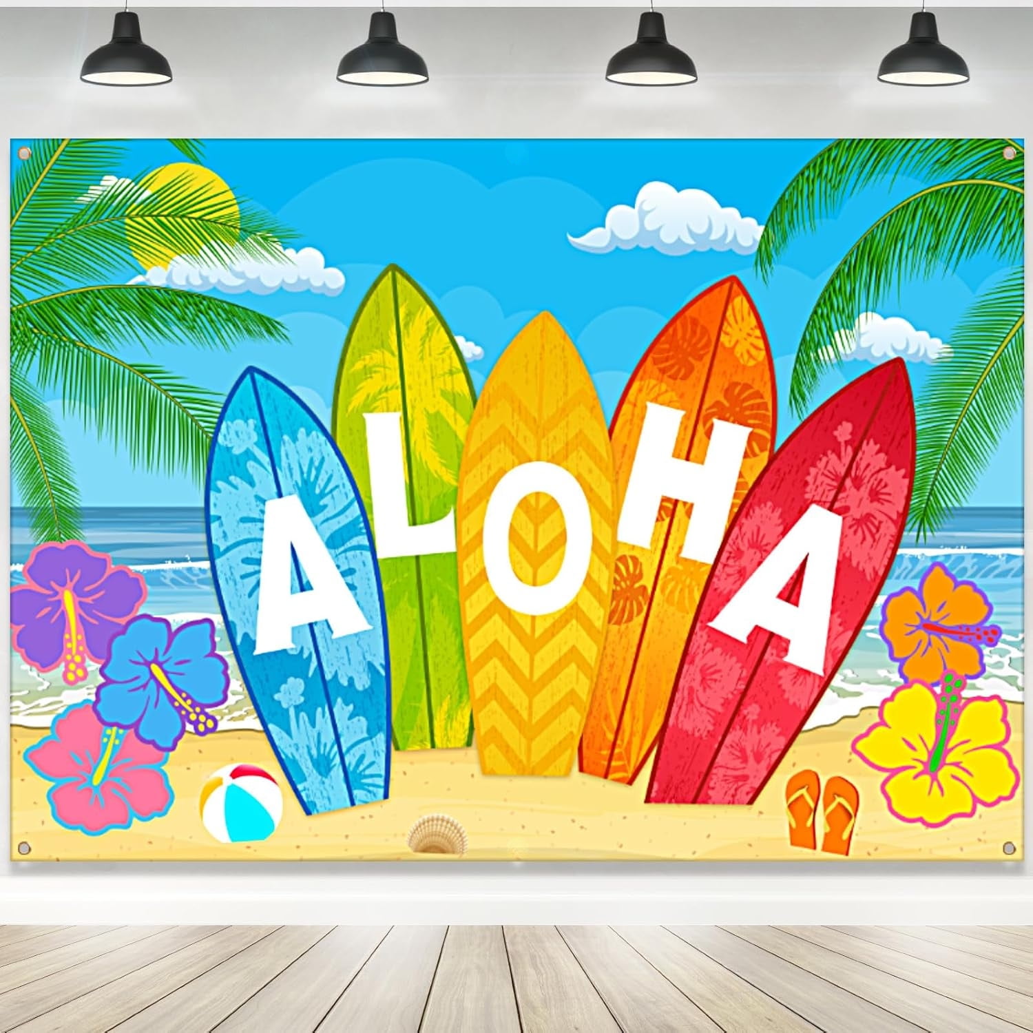 7x5Ft Summer Hawaiian Aloha Backdrop Hawaiian Surfboard Photography ...